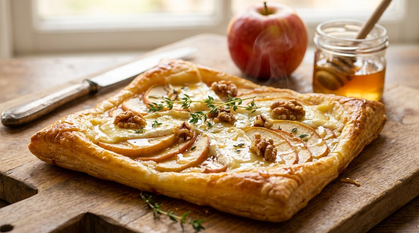 Cette tarte feuilletée au duo fromage normand–fruit culte, prête en 30 ...