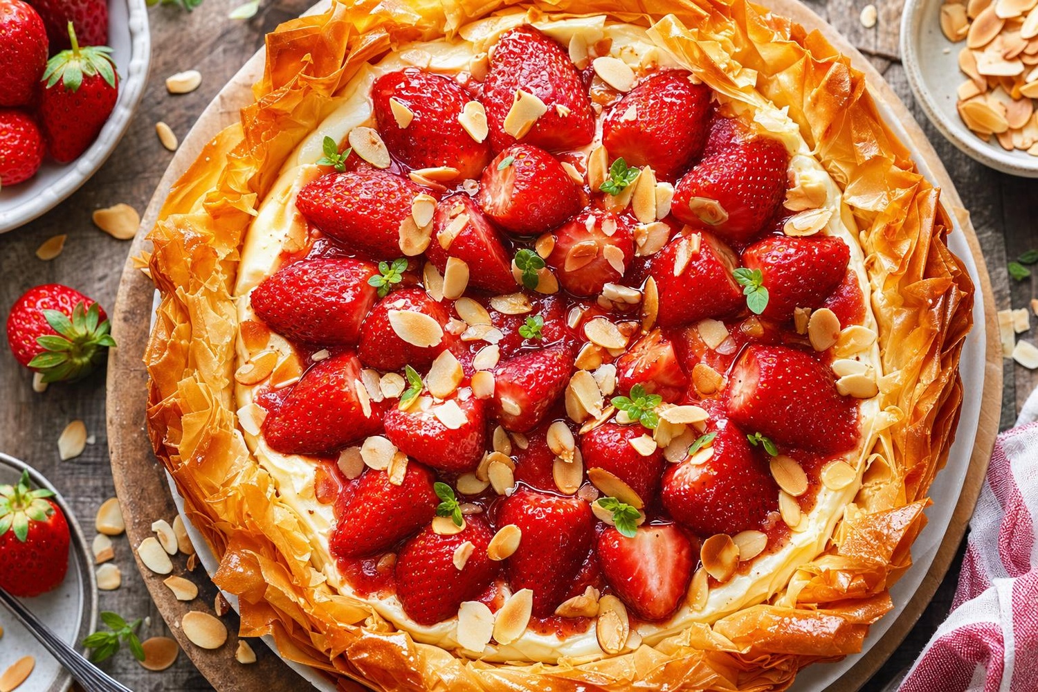 Tarte aux fraises : cette version en pâte filo reste croustillante ...